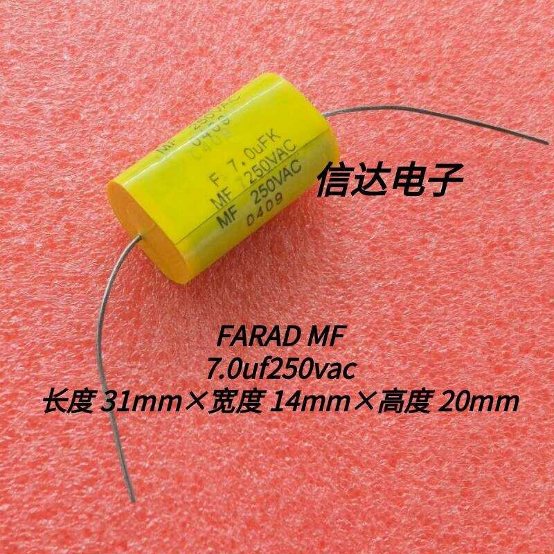 Brand New FARAD MF Copper Foot Axial Capacitor 7uf250vac 7.0uf250vac ...