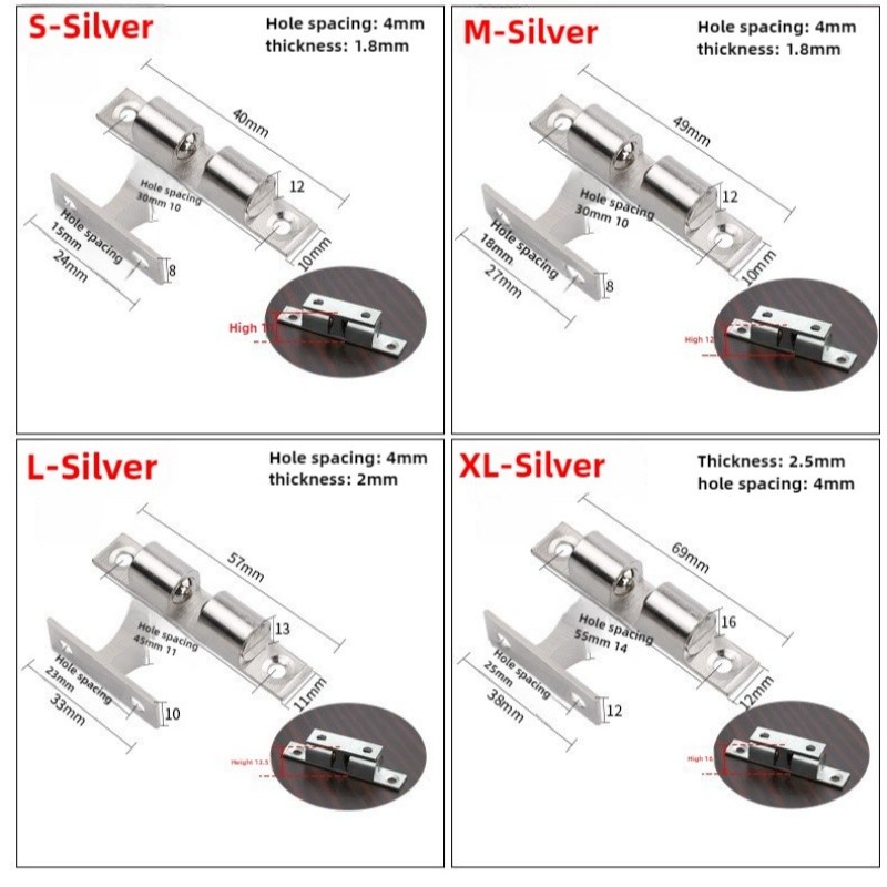 Cabinet Door Catch Brass Adjustable Spring Ball Latch, 1/5 Pcs ...