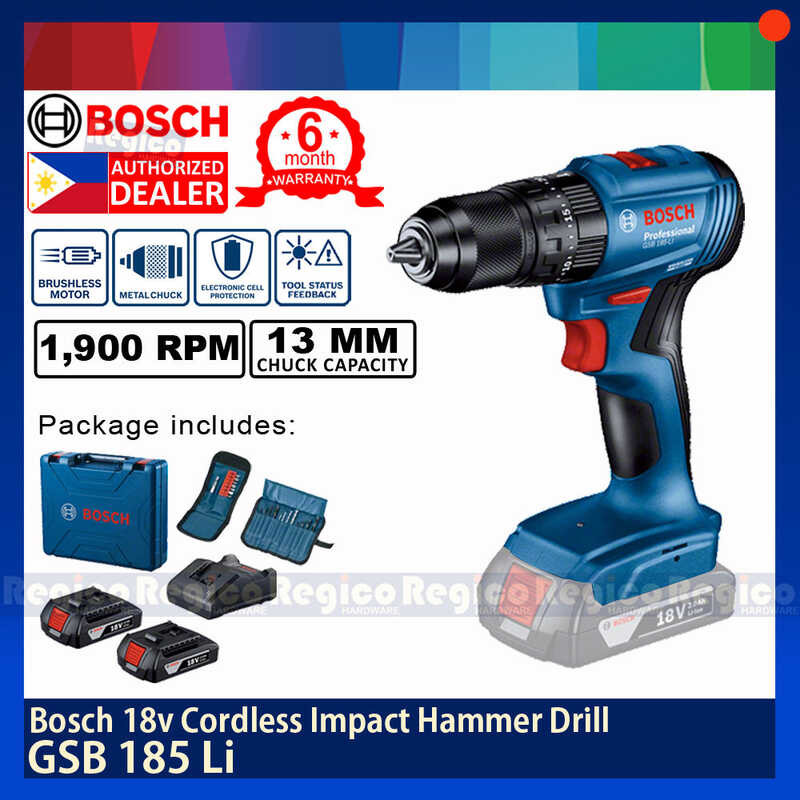 GSB 185 Li 18V Impact Hammer Drill Bosch Cordless Tools Regico Hardware ...