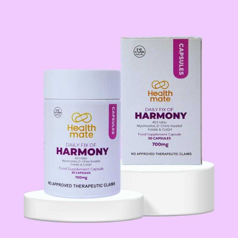 Healthmate HARMONY 40:1 Ratio Myo-Inositol, D-Chiro Inositol, Folate & Kaneka Coqh 30 Capsules ...
