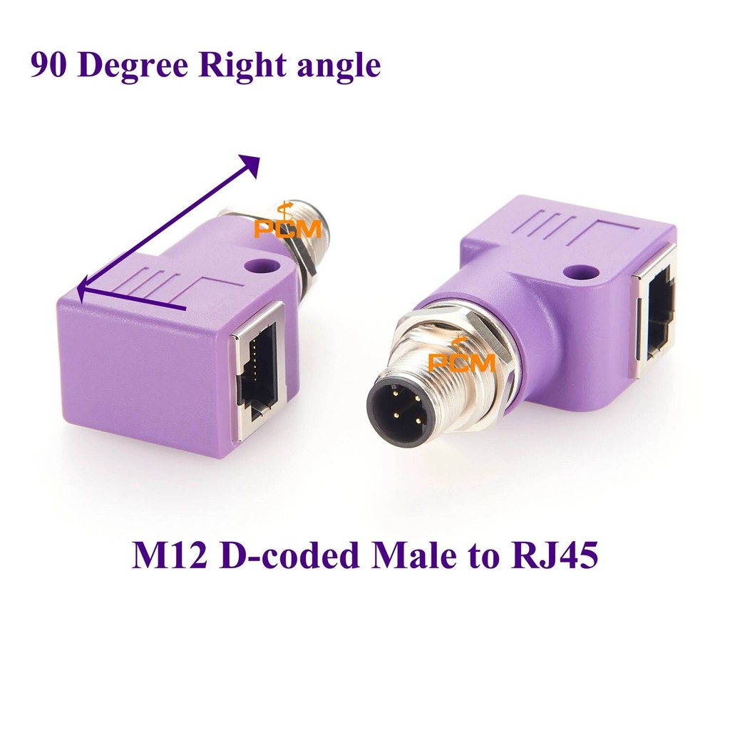 M12 PROFINET Connector 4 Pin D code to Rj45 Bulkhead Panel mount IP67 ...