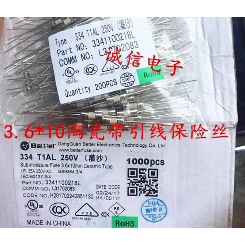Ceramic Fuse 334 T1AL250V T1A 250V 3.6*10 with Lead Slow Blow | Shopee ...