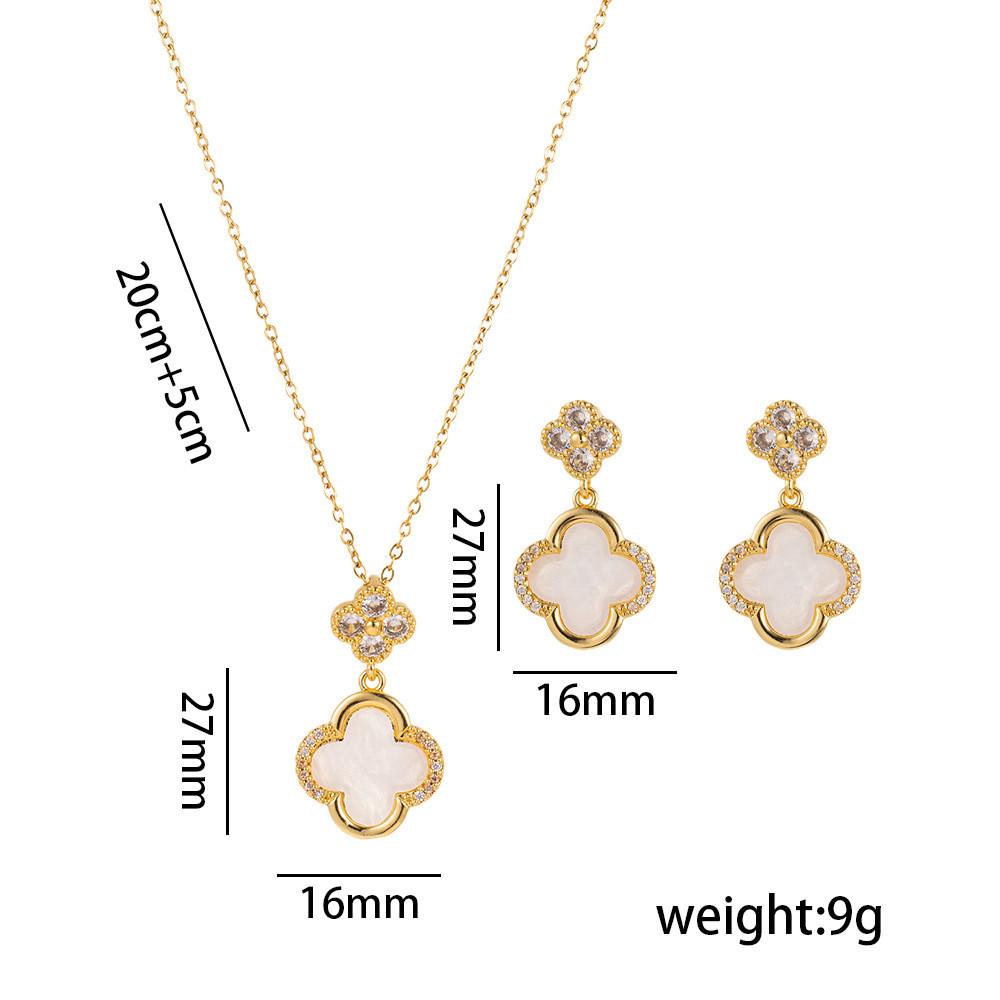18K Gold Four-leaf Clover Lucky Charm Necklace Earrings Gifts for Women ...