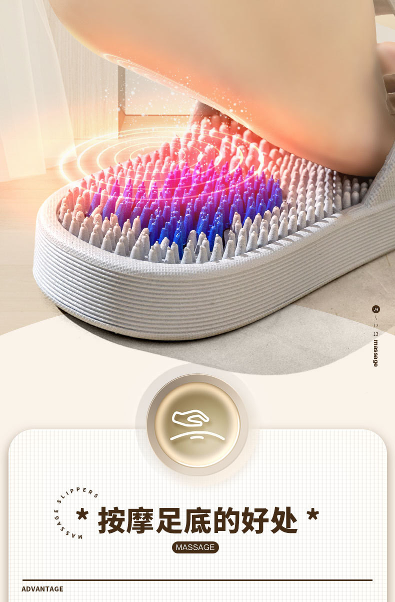 Massage Slippers Men Women Household Indoor Anti-Slip Acupoints with ...