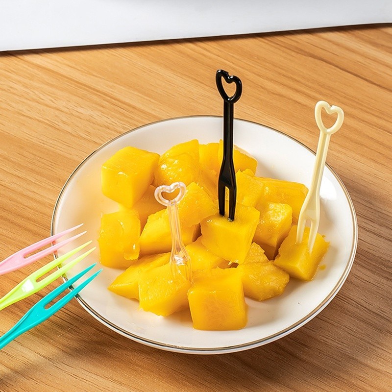 100Pcs Plastic Fruit Fork Cake Dessert Food Fruit Pick Snack Mini Party ...