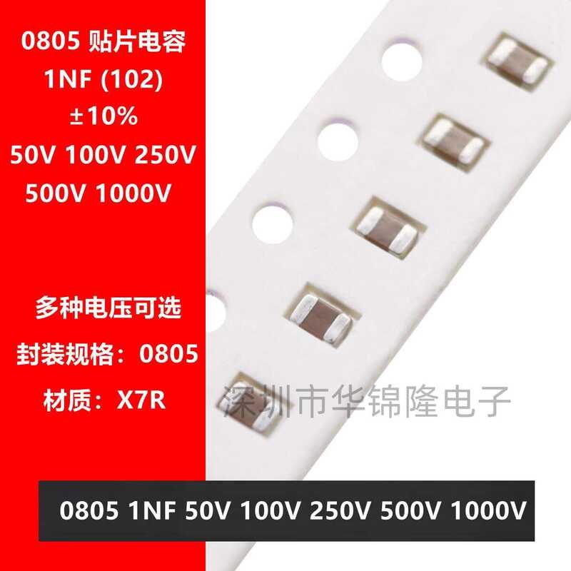 Chip Capacitor 0805 102K 1NF 1000PF 50V 100V 250V 500V 1KV X7R 10% ...