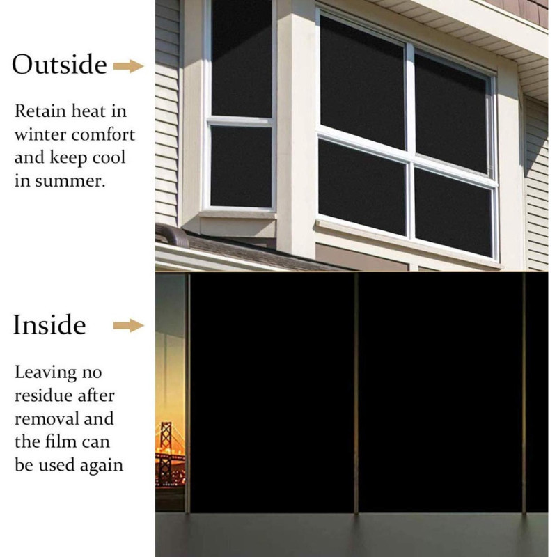 Black Opaque Glass Sticker Window Film Sunscreen UV Block Heat Control ...