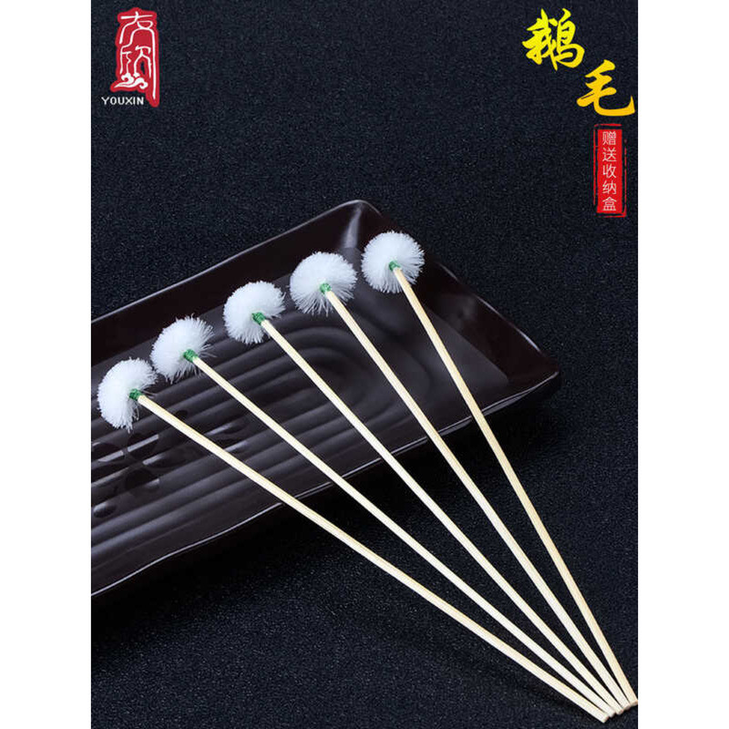 5 Piece Wooden Stick Cleaning Set Bamboo Handle Goose Duster Chicken ...