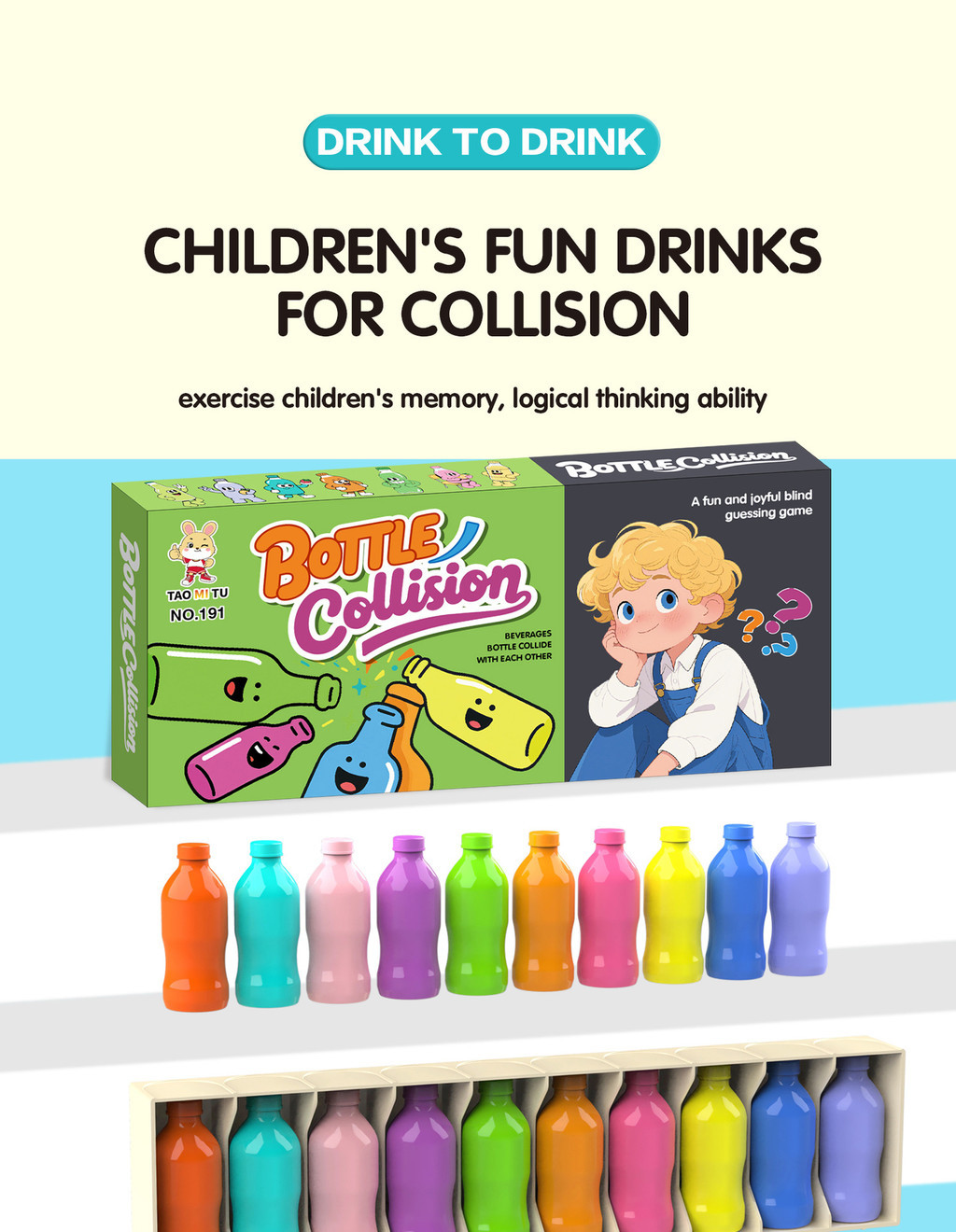 Kids Memory Pairing Game Guessing Bottle Color Sorting Educational Toy ...