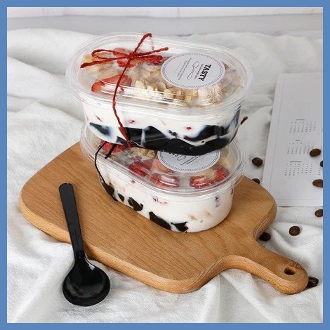 50Pcs 500ml Transparent Oval Deli Thick Container With Lid For Salad ...