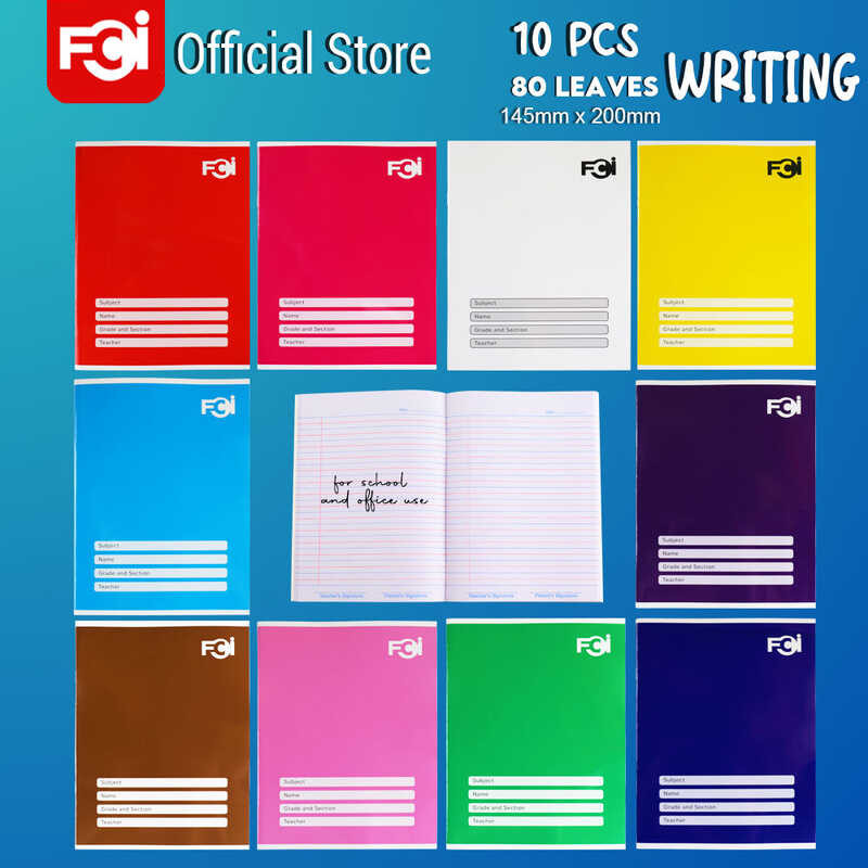 FCI Writing Notebook Neon 80'S Assorted Colors 10Pcs Per Ream Front ...