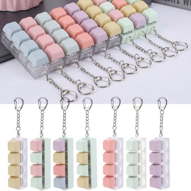 Button Keycap Fidget Keychain 4 Keys Keyboard Decompression DIY ...
