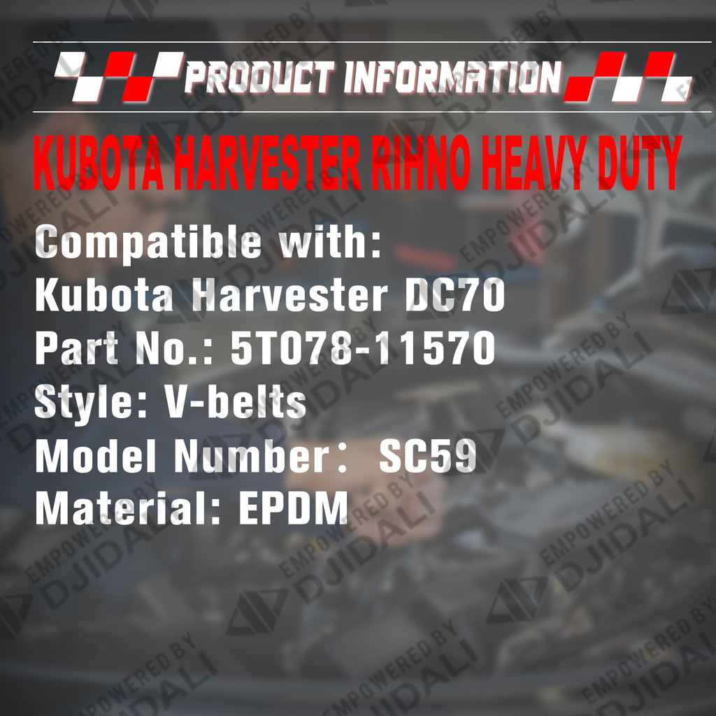 DJidali Kubota Harvester Belt SC59 SC52 Travel Drive / Thresher Belt ...