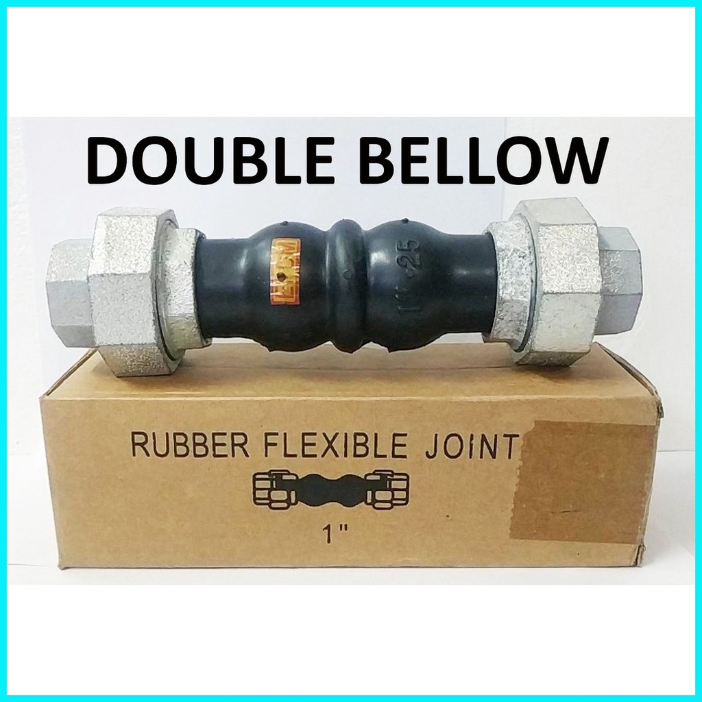 RUBBER BELLOW DOUBLE FLEX CONNECTOR 1" THREADED EXPANSION FLEXIBLE ...