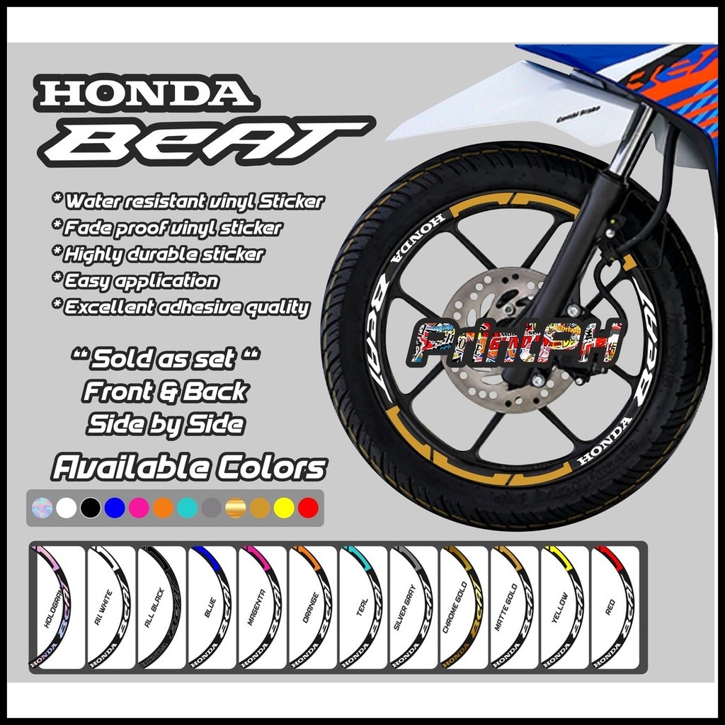 Honda Beat Mags Decals Sticker Front & Back Side by Side 4pcs[Bracket ...