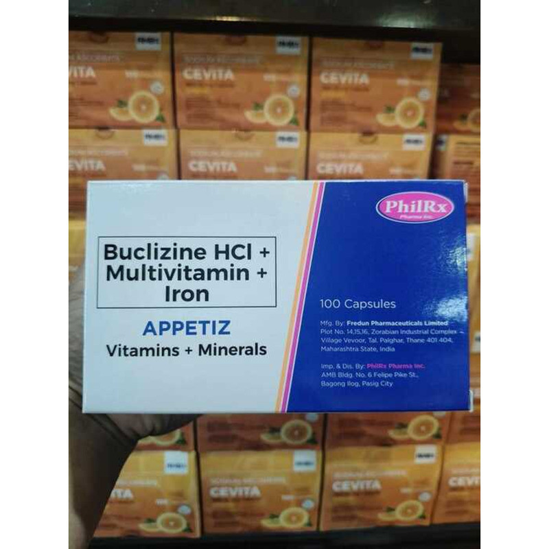 APPETIZ Buclizine HCI + Multivitamin Iron Vitamins Minerals 100 Capsule ...