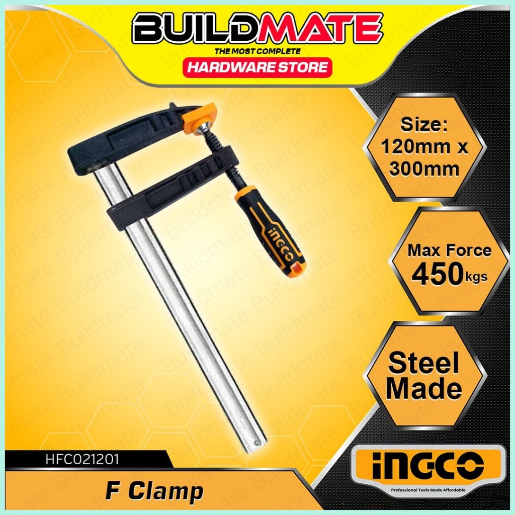 BUILDMATE Ingco 120MM F Clamp 300MM - 800MM F-Bar Sliding Clamp w ...