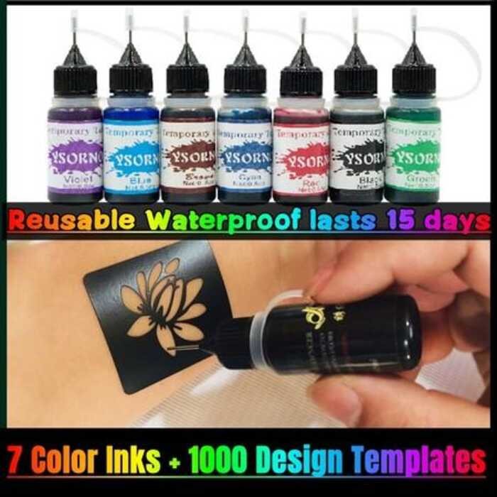 DIY 7 Color Ink And 500+ Reusable Design Template Pattern Temporary ...