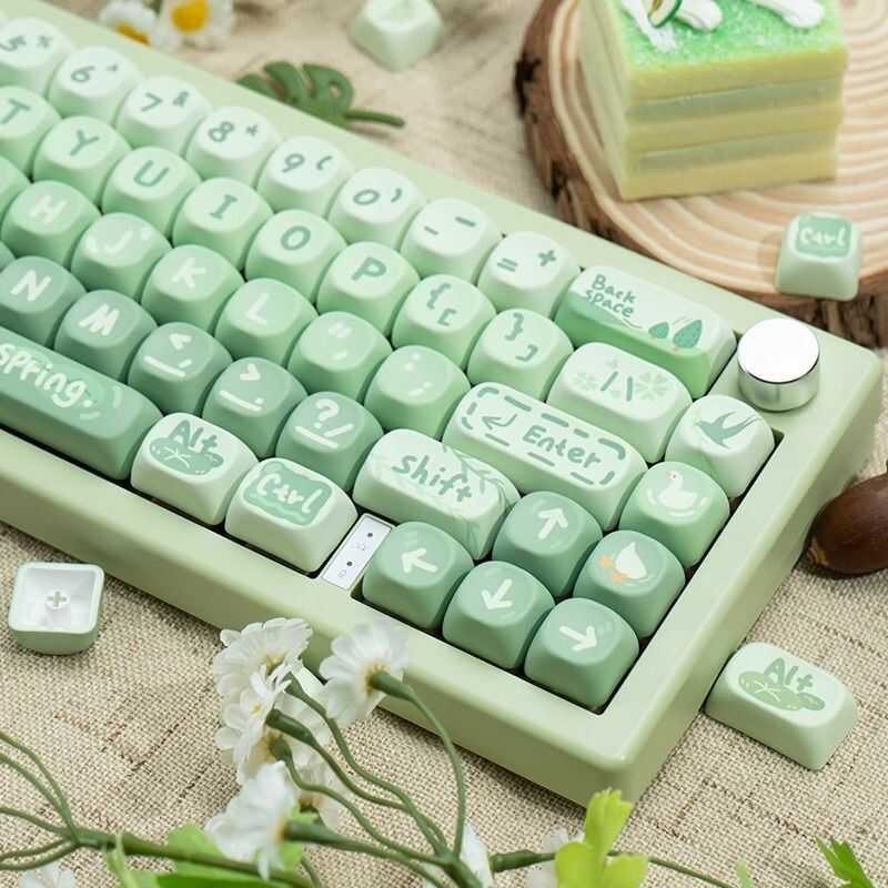 Keys WOMIER MOA Profile Green Spring PBT Keycaps Customs Side Dye Sub ...