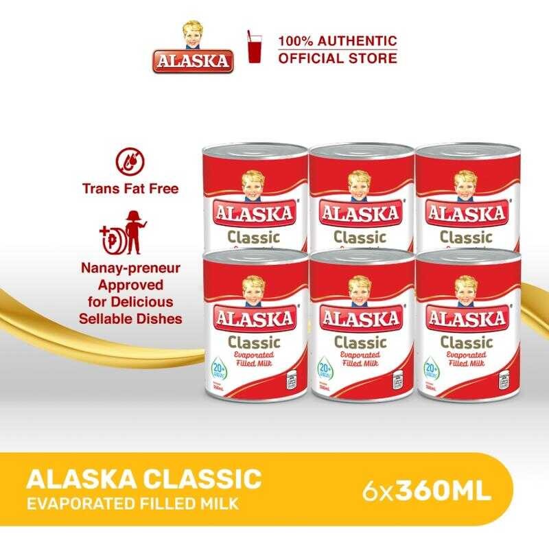 Alaska Classic Evaporated Filled Milk 360Ml | Set Of 6 53C | Shopee ...