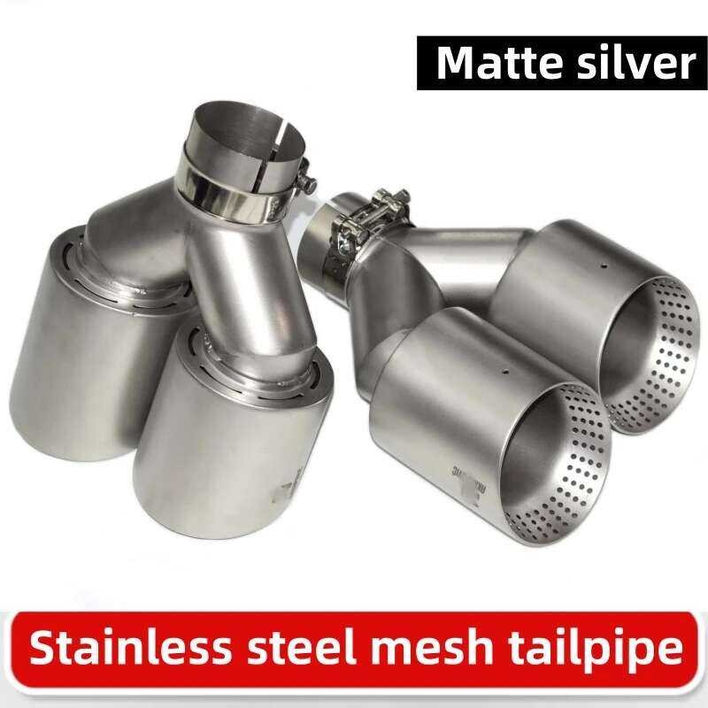 Universal Stainless Steel Round Hole Tail Pipe Matte Sier Gloss Black ...