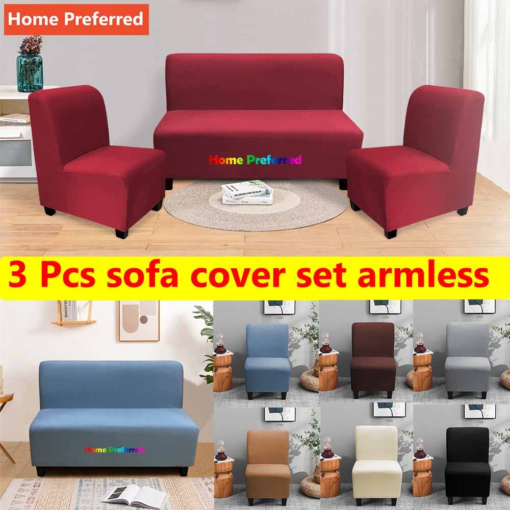 Sofa Cover Set of 3 Pcs for Furniture Living Room Armless Sofa Seat ...
