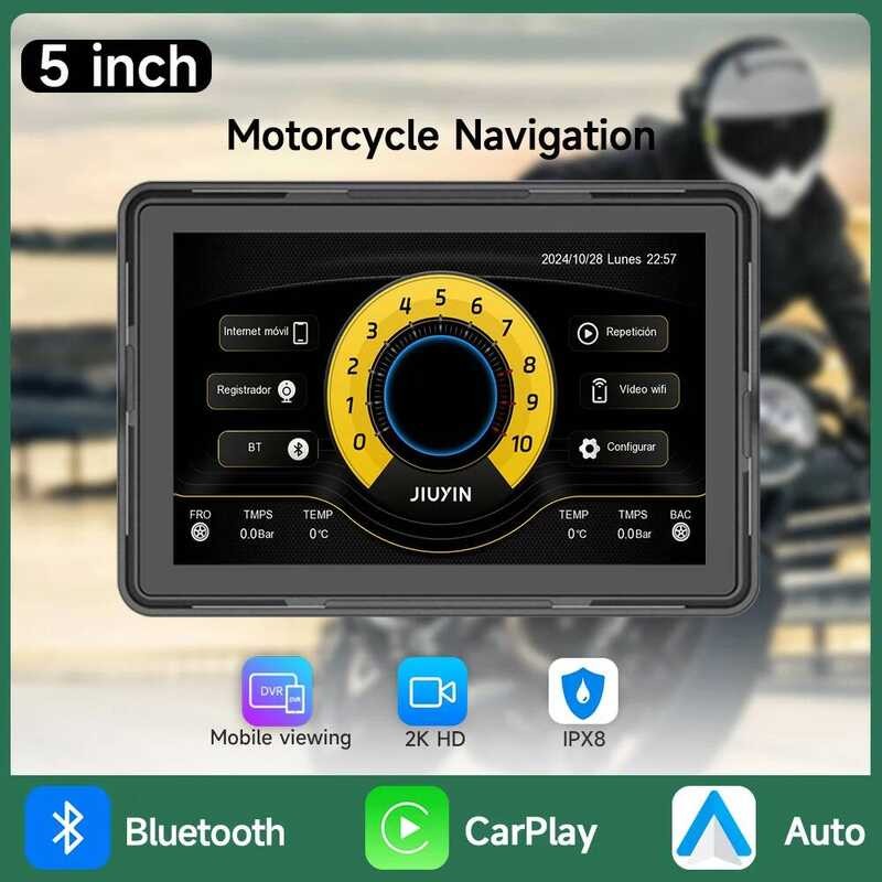 5inch Motorcycle GPS Navigation Wireless CarPlay Auto Multimedia Player ...