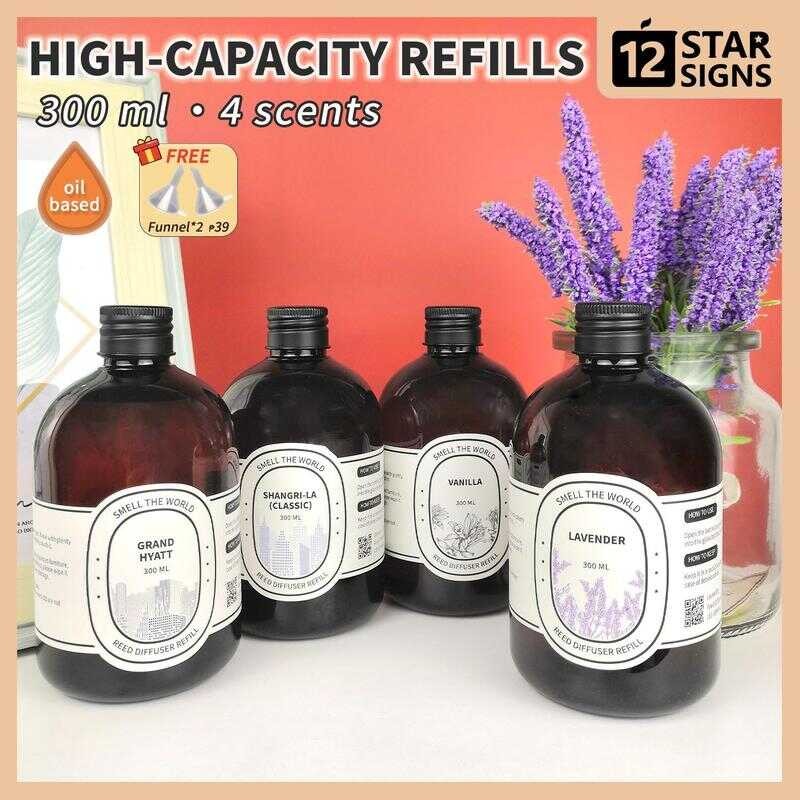 12Starsigns Reed Diffuser 300Ml Air Refills Set Home Fragrance Room ...