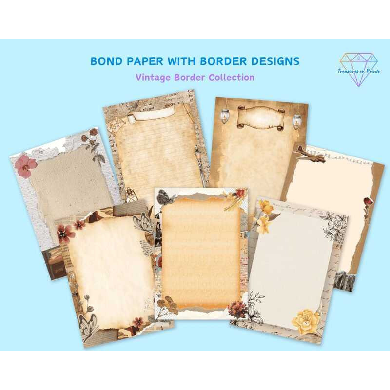 Short A4 Bond Or Photo Paper With Vintage Border Designs (5Pcs Per ...