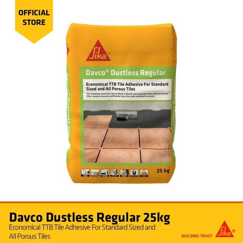 SIKA DAVCO Dustless Regular Tile Adhesive 25Kg Bag 3 | Shopee Philippines