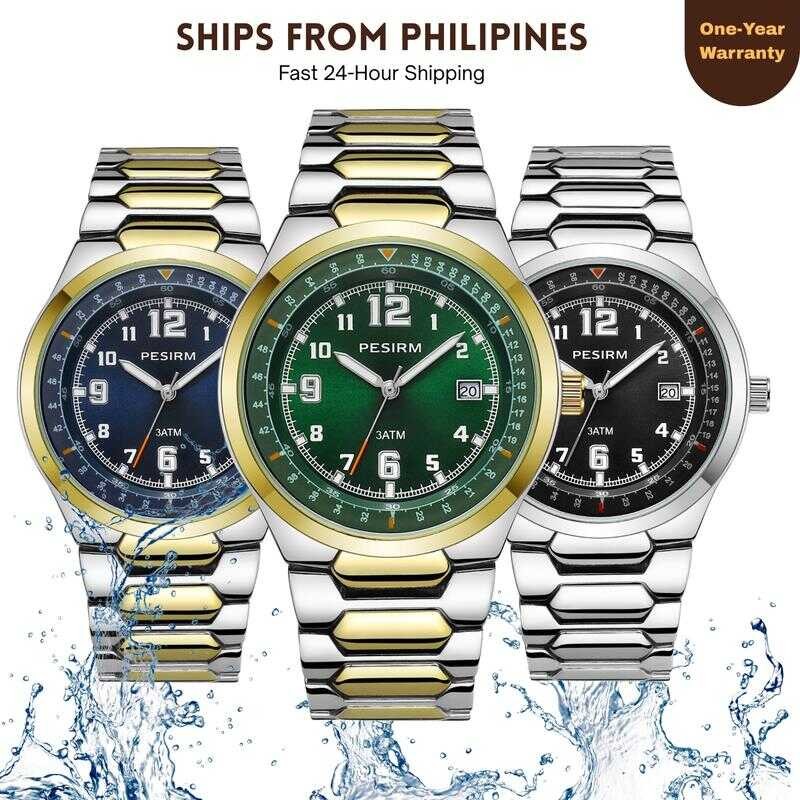 TOP QUALITY 3Atm Waterproof + Free Box, Luxury Brand PESIRM Men's ...