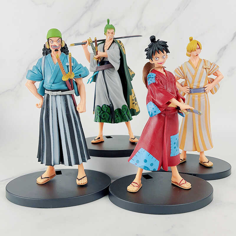 One Piece Pirate King Figures Luffy Zoro Sanji Nami Usopp Wano Country ...