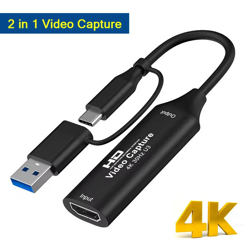 4K HDMI Video Capture Card 2 in 1 HDMI to Type-C USB-A Game Grabber ...