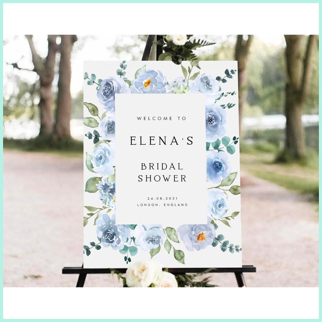Dusty Blue Welcome Signage Board / Minimalist Wedding Signage | Shopee ...
