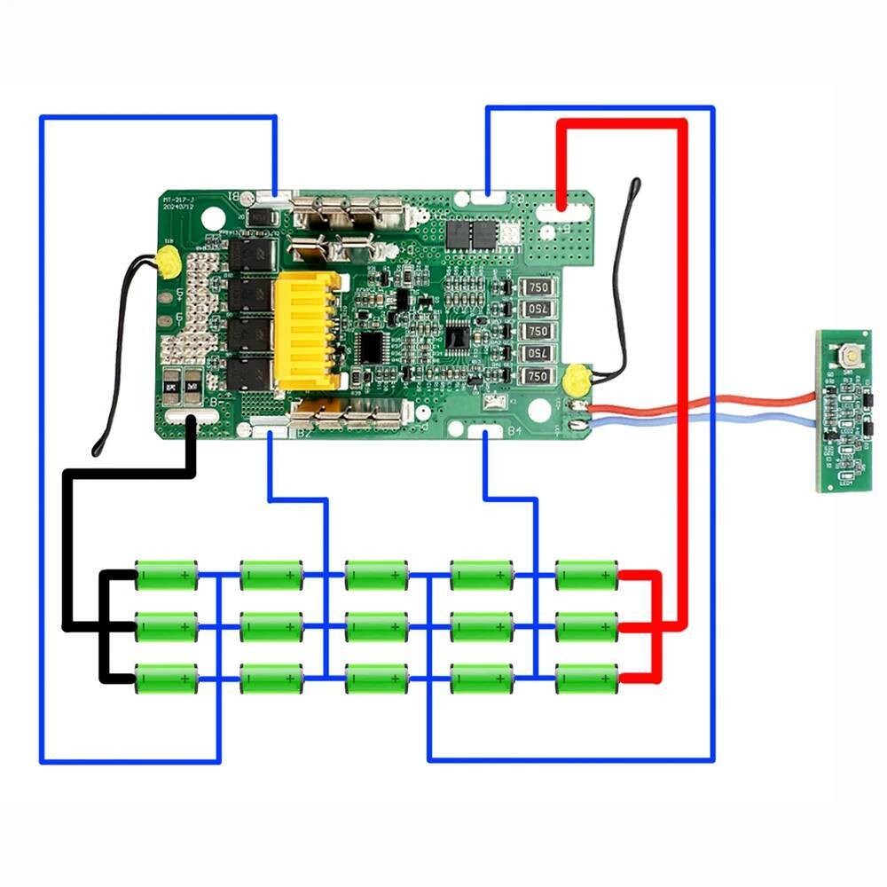 15X21700 BL1830 Lithium Case BMS Balanced PCBA For Makita 18V Li-ion ...