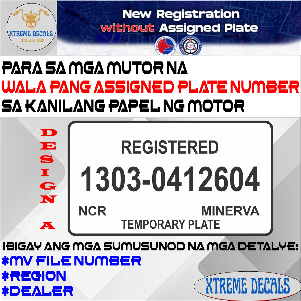 TEMPORARY MOTORCYCLE PLATE 2023 NEW LTO FORMAT New Size Standard ...