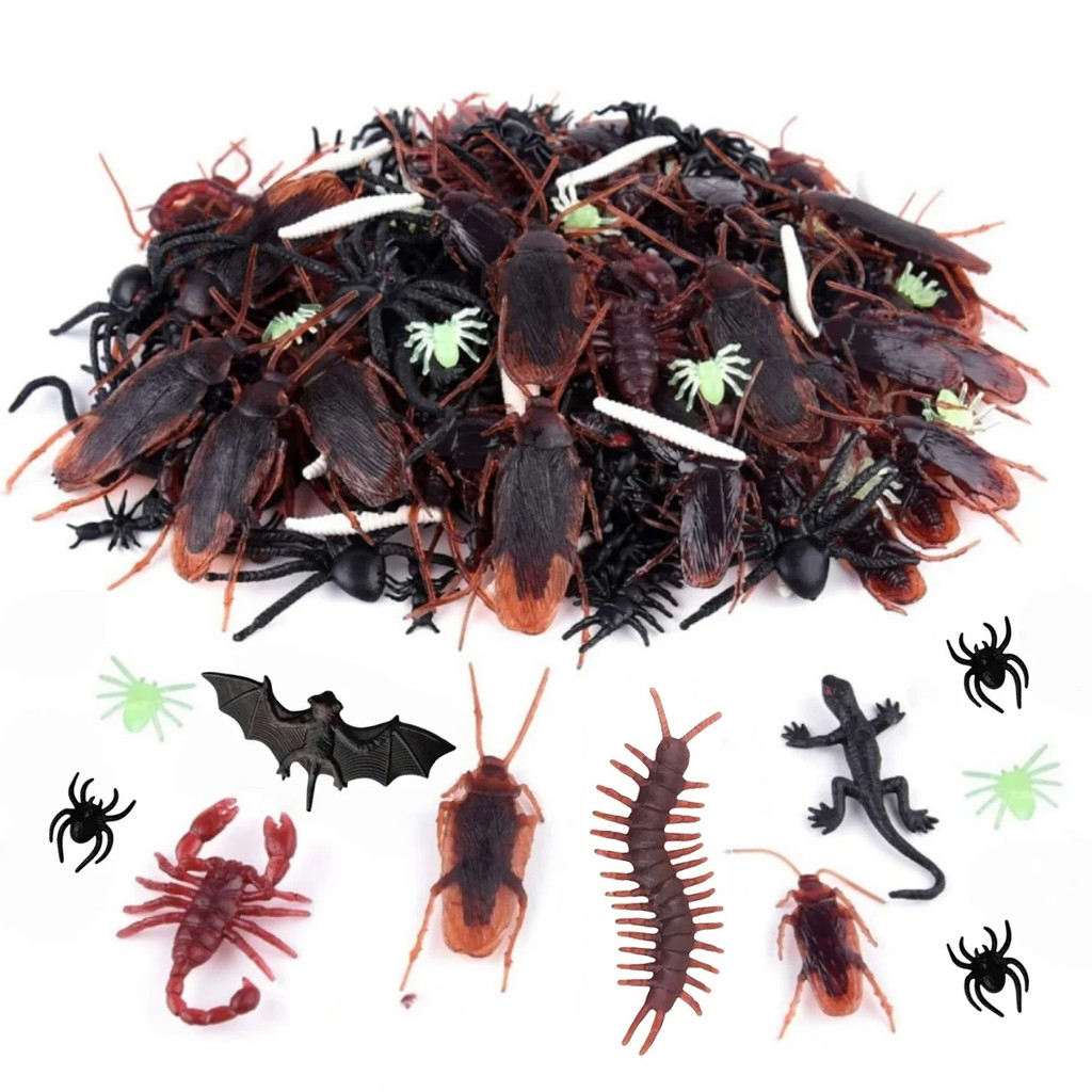 100pcs Realistic Fake Bug Trick Joke Toys Cockroaches Spiders ...