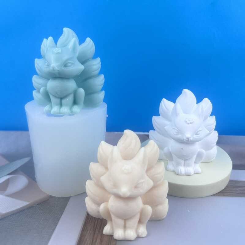 DIY 3D Nine-Tailed Fox Handmade Soap Resin Mold Plaster Doll Candle ...