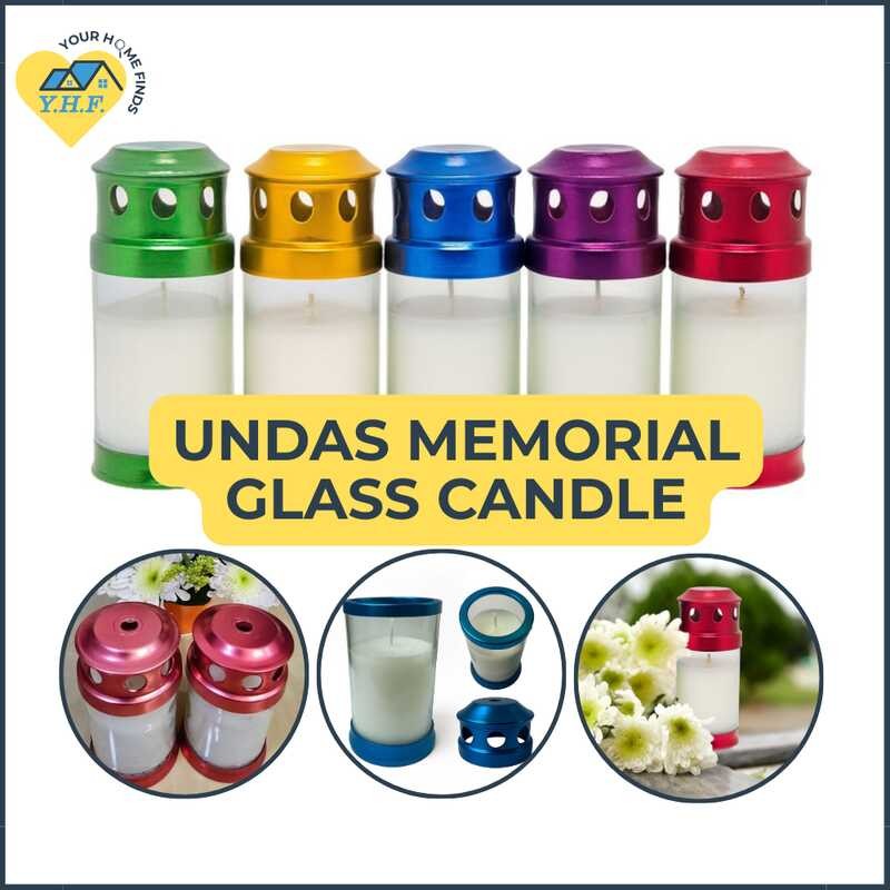 YHF Candles For Cemetery Memorial Glass With Metal Cover & Base Kandila ...