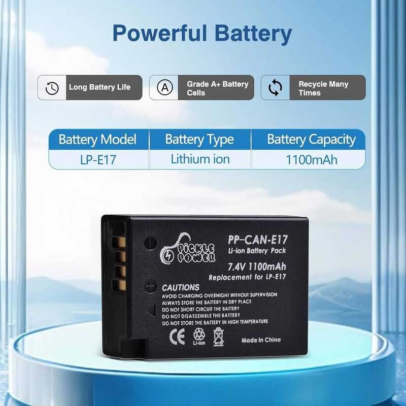 Pickle 2 03 Power Lp-E17 Battery For Canon EOS R50 V, R50, R100, R8, Rp ...