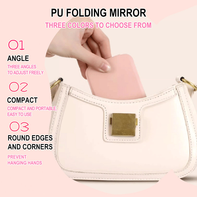 Compact and Lightweight Makeup Mirror with PU Leather Frame mini mirror ...