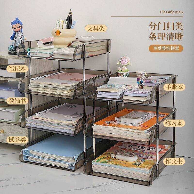 Desktop Rack Acrylic Document Holder Multi-layer File Organizer Office ...