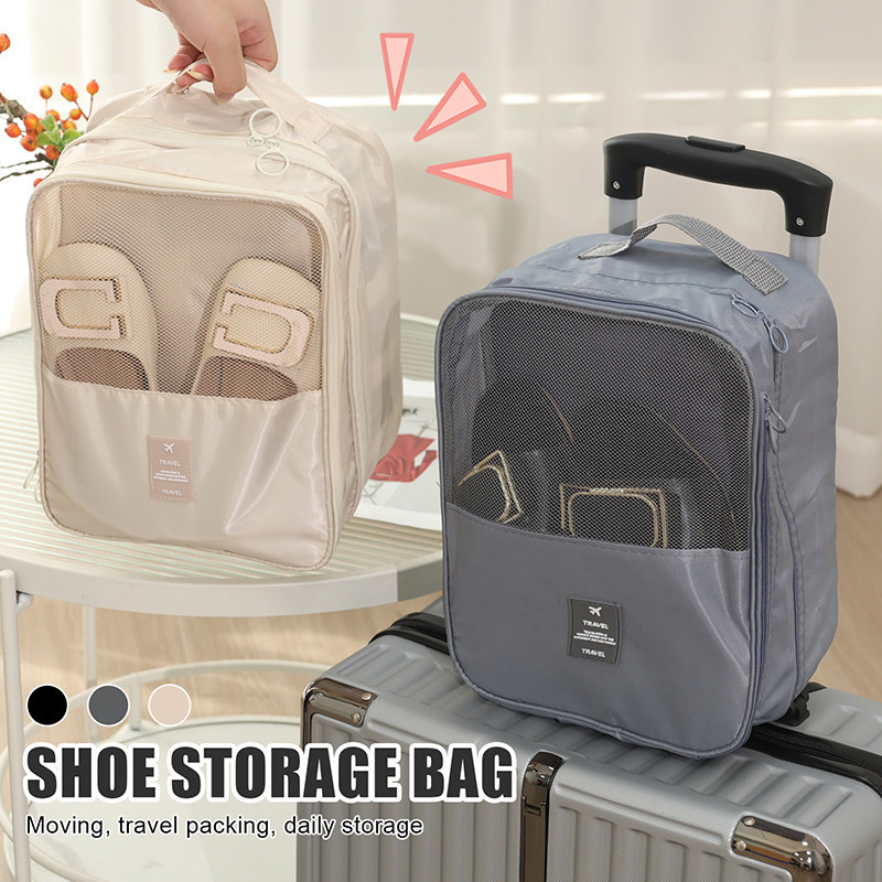 Travel Shoe Bag with 3 Layers Compartments / Portable Dustproof Sneaker ...
