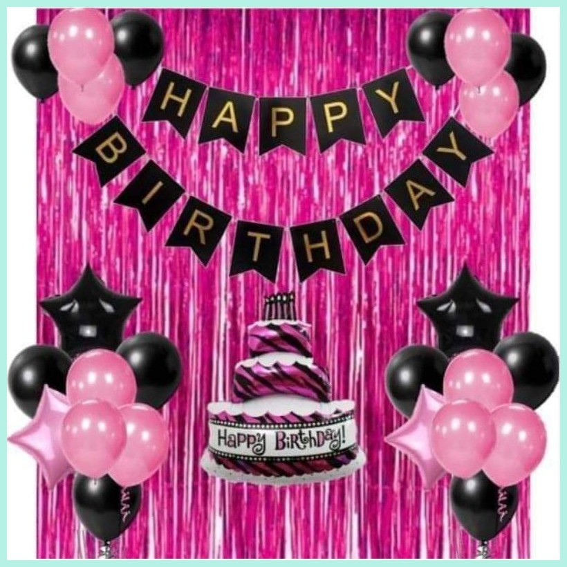 HBD Set- Happy Birthday Package Set - Black Pink Theme | Shopee Philippines