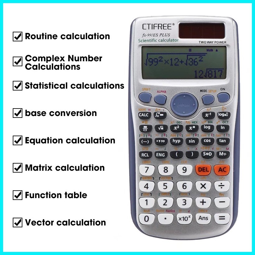 Scientific Calculator Casio Function Calculator fX-991ES Plus Heavy Duty Engineering Calculator ...