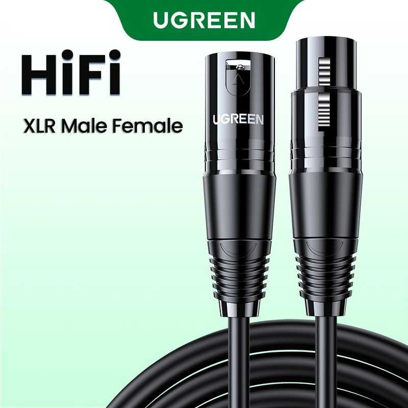 UGREEN 3Pin XLR Male To Female Cable Microphone Sound Cannon Plug Extension Mikrofon For Audio ...