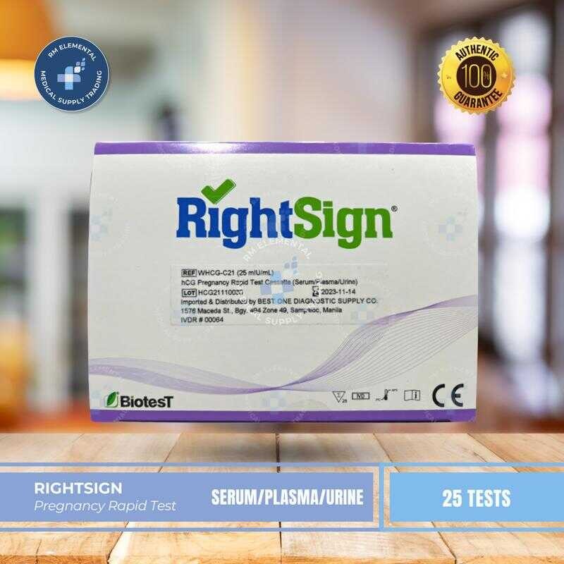 RIGHTSIGN Pregnancy Test, Serum, Plasma, Urine-25 Tests/ BOX 427 ...