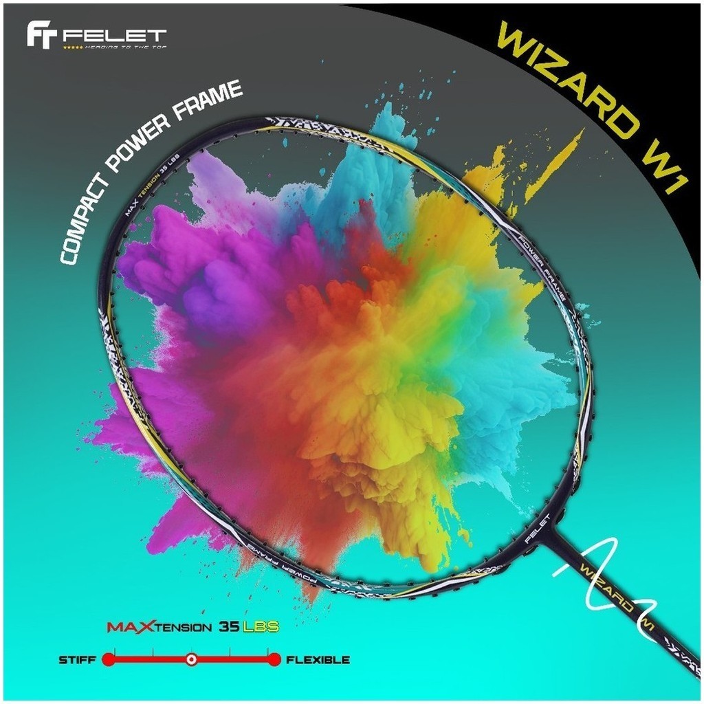 Felet Wizard W1 [String&Grip] 4u 82gram 35Lbs Racket Badminton Racket ...