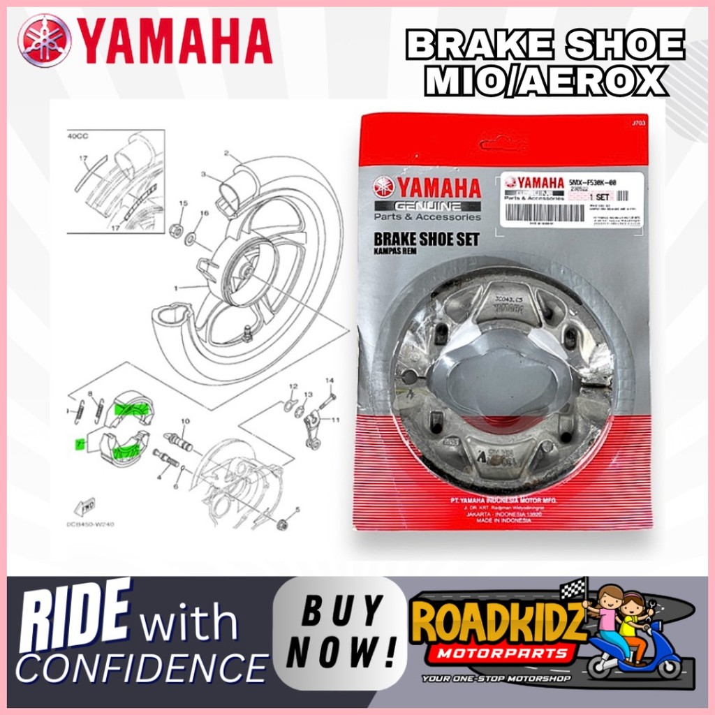 YAMAHA GENUINE BRAKE SHOE, BRAKE PAD FOR MIO,AEROX NMAX | Shopee ...