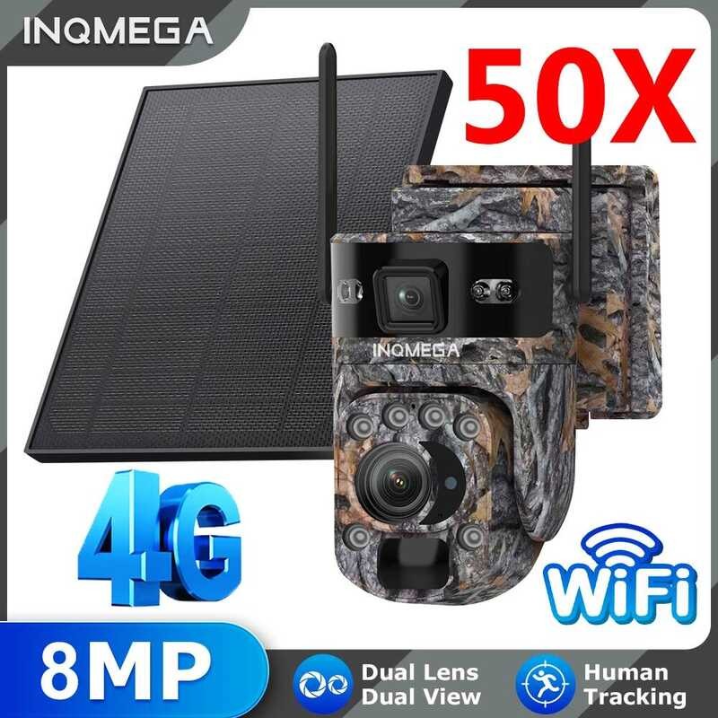 W INQMEGA 2025 New 50X Zoom Solar PTZ Camera, 10050Mah Battery PIR ...